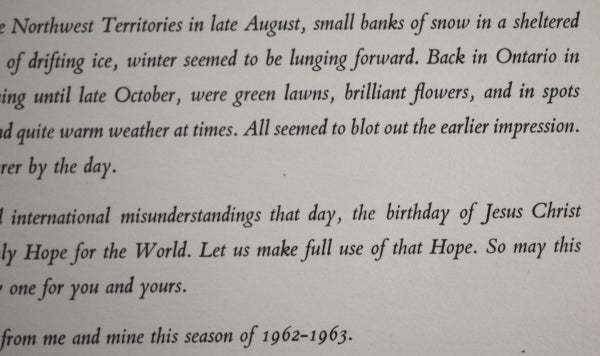 1962 Canada holiday greetings card from Lady Flora McCrea Eaton ...
