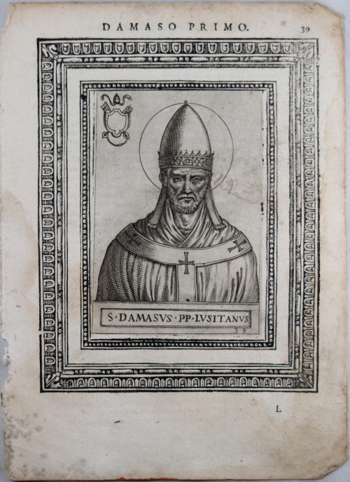 Engraving of Pope Damaso Primo by de'Cavalieri 1587 - Chadbourne ...