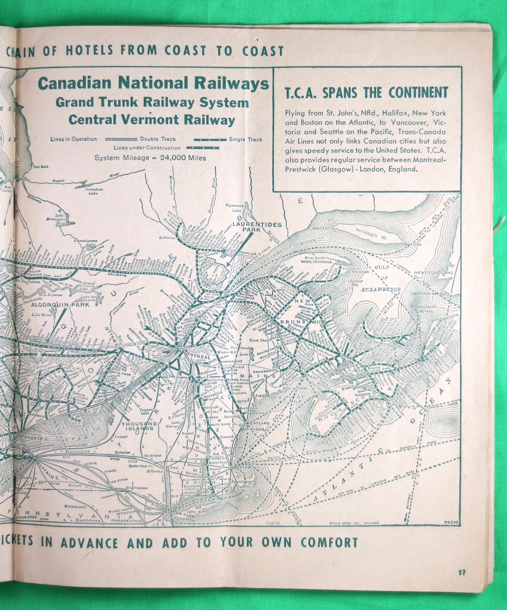 June 22 1947 CN Rail schedule - Chadbourne Antiques & Collectibles