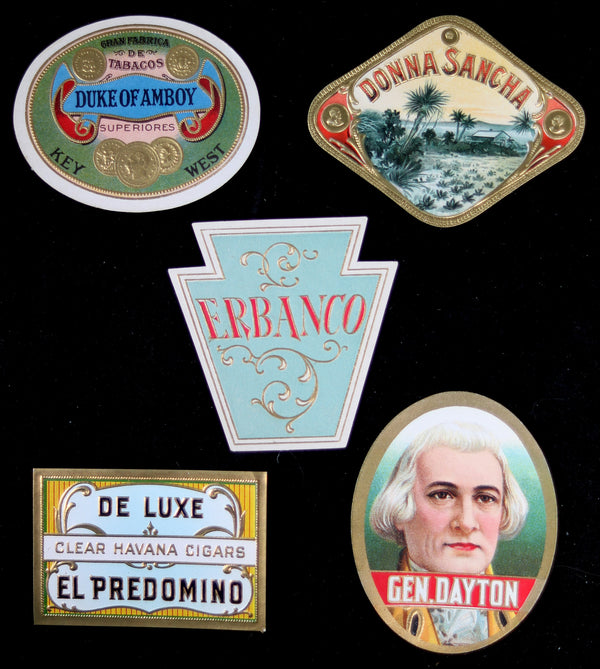 Lot of 5 vintage cigar box seal tag labels #1 - Chadbourne Antiques ...