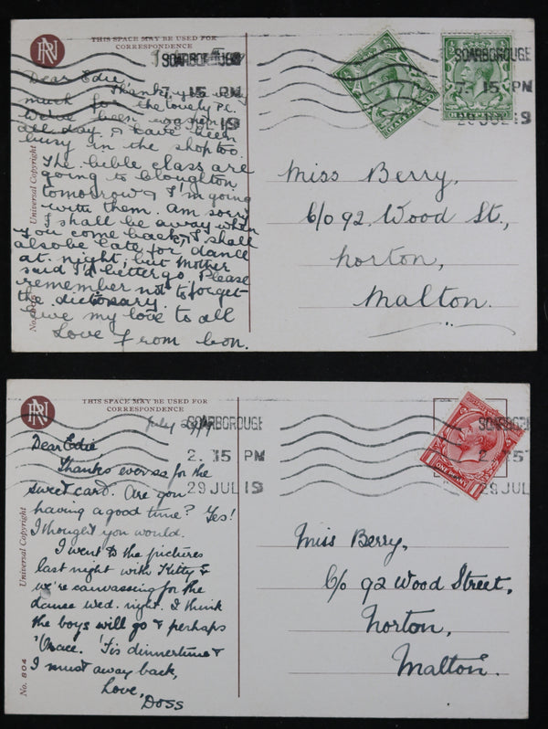 Set of two postcards of dancing couples by Lester Ralph 1919 ...