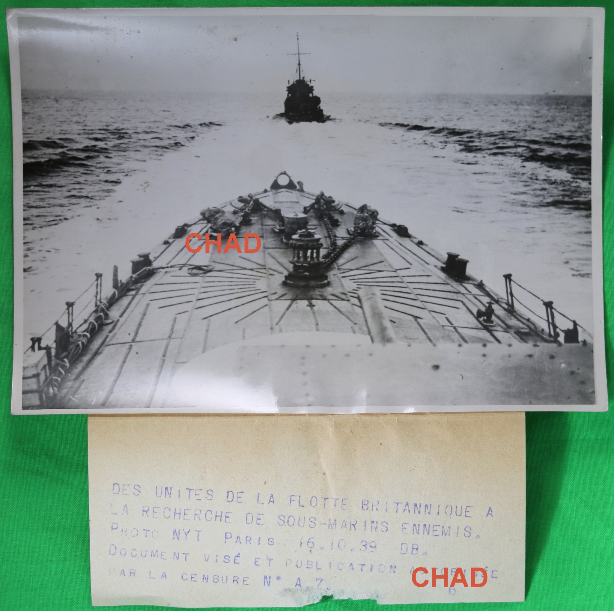 WW2 1939 photo British Fleet hunting subs - Chadbourne Antiques ...