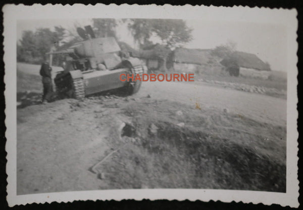 WW2 photo German panzerdivision soldier around disabled Russian tank ...